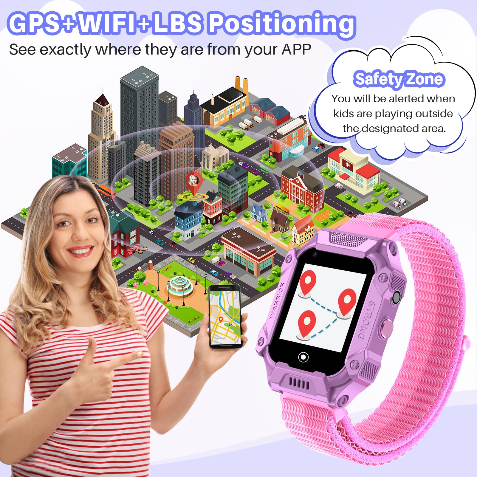 4G Kids Smart Watch with GPS Tracker and Calling, HD Touch Screen Kids Cell Phone Watch Combines SMS, Voice, Video Call, SOS, WiFi, Face Unlock Function, GPS Tracking Watch for Kids Boys Girls 3-15