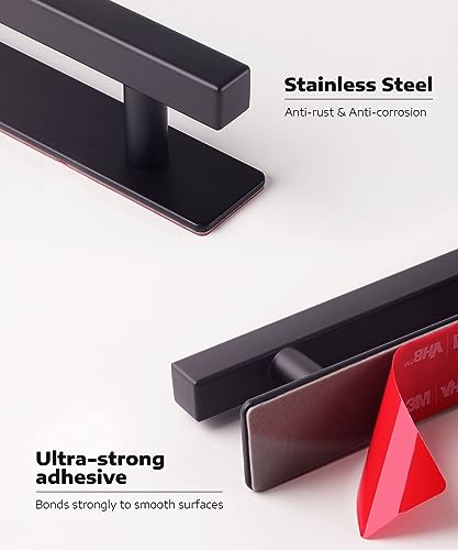 RVPEKUPE Adhesive Cabinet Handles Adhesive Door Handle Self Stick Drawer Pulls Stick on Handles for Cabinets Sliding Shower Door Handle, Peel and Stick Cabinet Pull - 6", 2 Pack, Black
