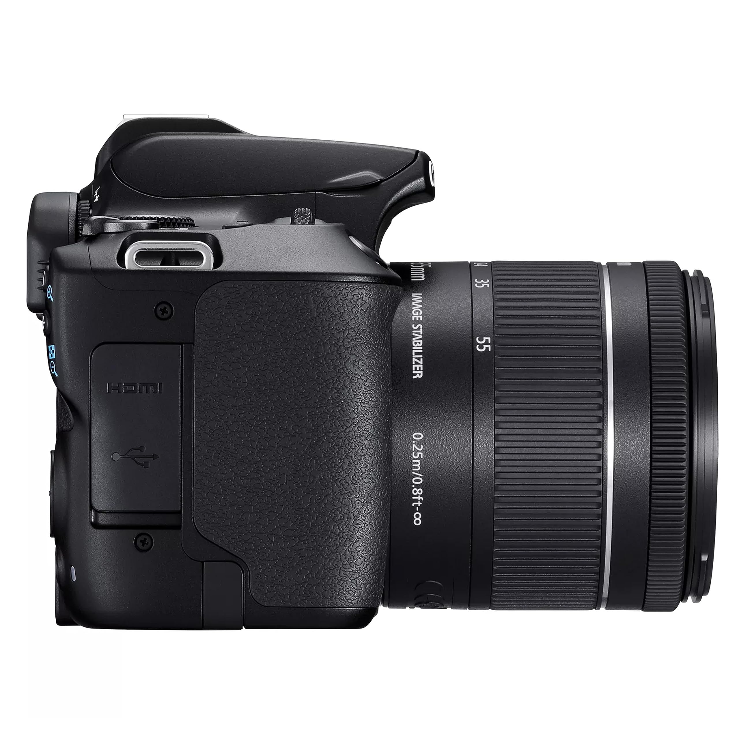 Canon EOS 250D / Rebel SL3 DSLR Camera w/EF-S 18-55mm F/4-5.6 STM Zoom Lens + 55-250mm f/4-5.6 is STM Lens + 64GB Memory, Case, Tripod, Flash, Remote, and More (34pc Bundle) (Renewed)