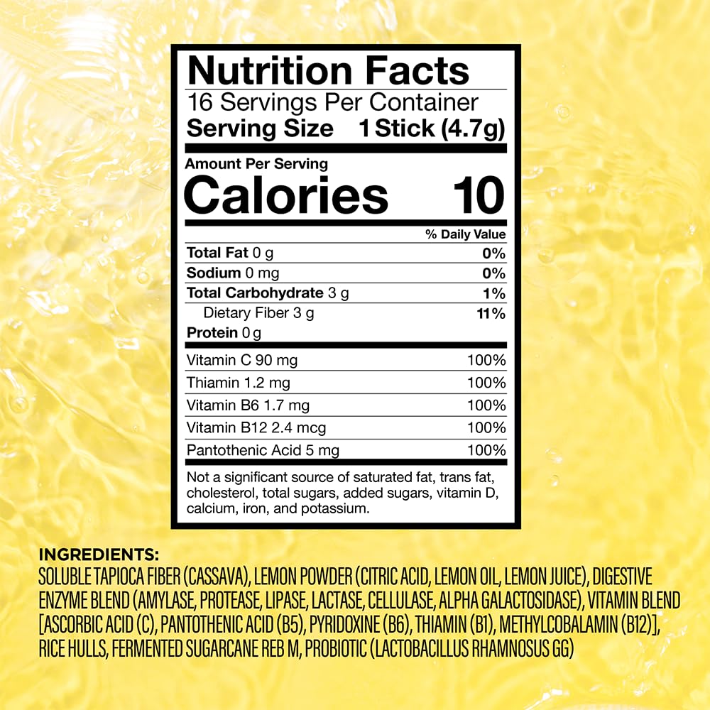 VitaCup Super H2O Bloating Relief and Digestive Health Drink Mix Packets, Probiotics, Prebiotics, C & B Vitamins, Lemon Flavor Water Enhancer Packets, 16 ct