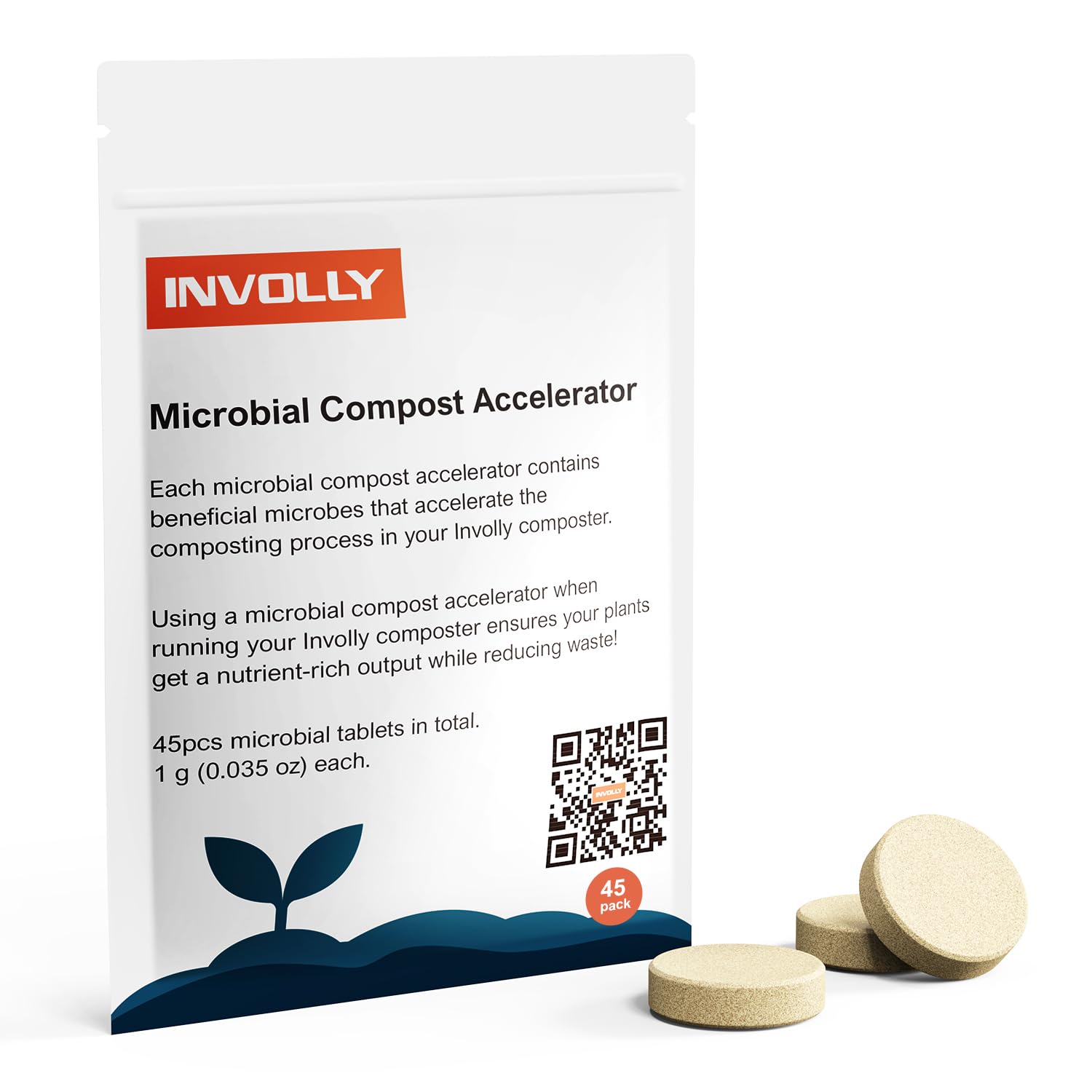Involly Compost Accelerator/Starter Which Help to Reduce Kitchen Waste Odor and Convert Yard Waste to Fertile Humus for All Composting Systems (45 Pieces)