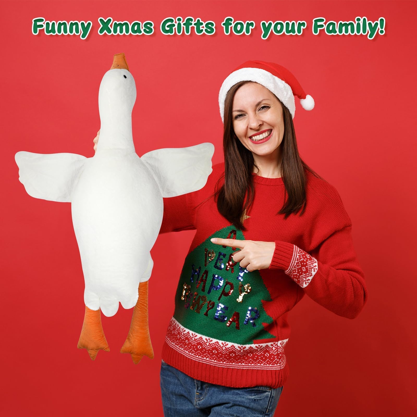 HPOSAN Goose Stuffed Animal Toy Cute Giant White Goose Stuffed Animal Duck Plush Super Soft Hugging (A:19.5 inch)