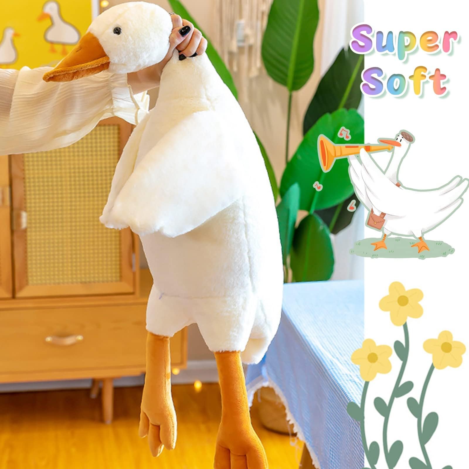 HPOSAN Goose Stuffed Animal Toy Cute Giant White Goose Stuffed Animal Duck Plush Super Soft Hugging (A:19.5 inch)