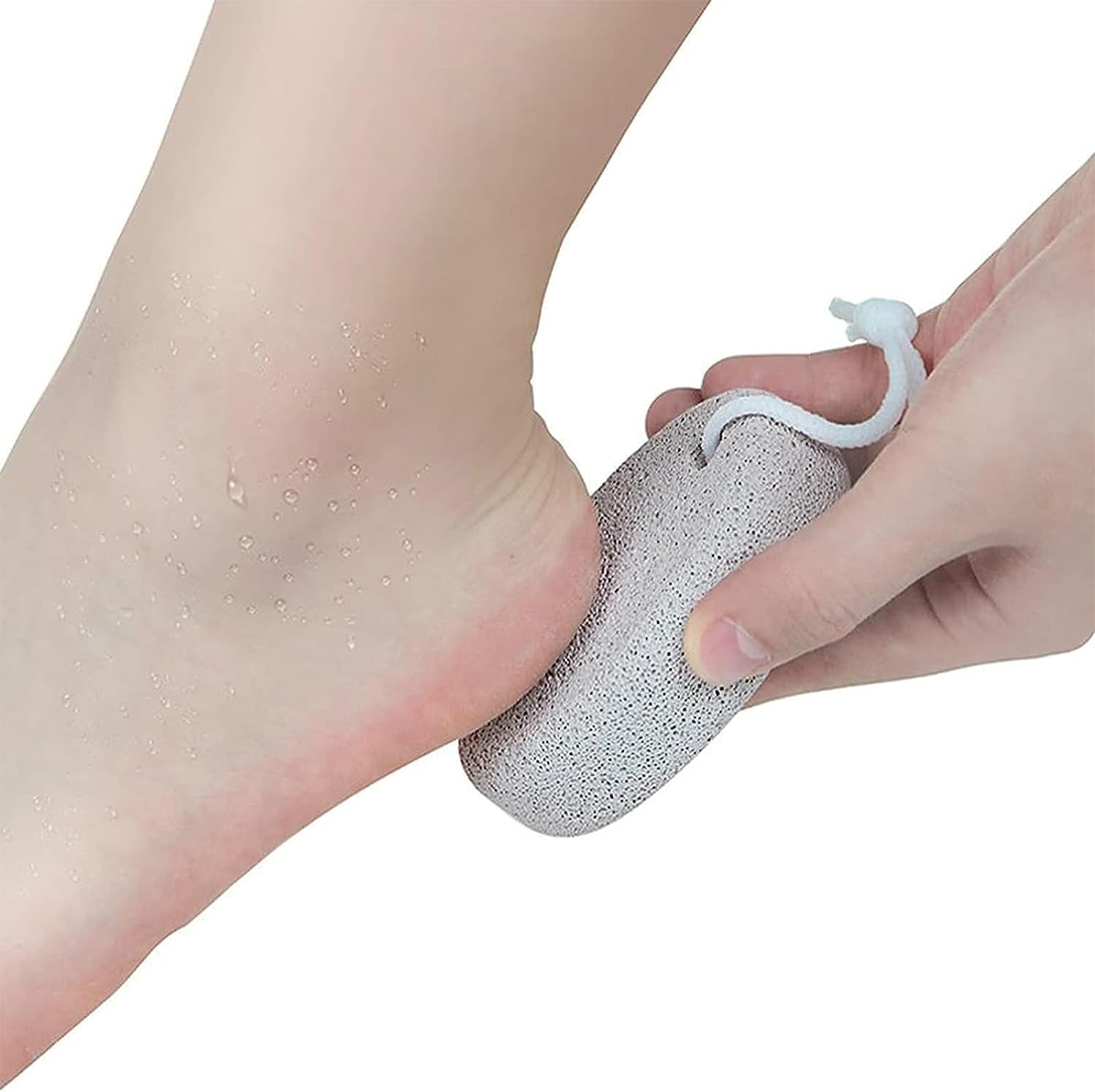 Natural Pumice Stone for Feet - 2 Pack of Foot Pumice Stones for Callus Remover, Exfoliating and Cleaning - Pedicure Tool with Handle and Rope for Hanging in Shower