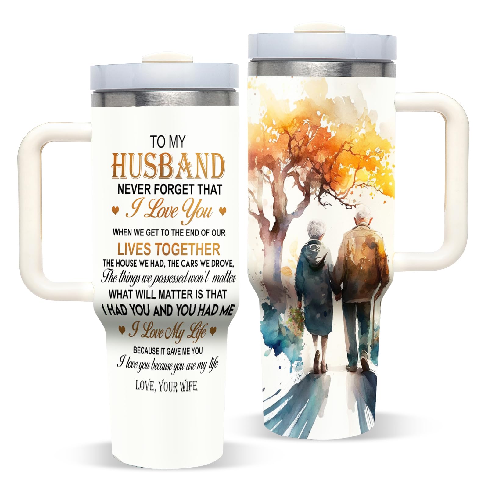 Husband Gifts, Gifts for Husband, Husband Birthday Gifts Tumbler with Handle 40oz, Best Husband Ever Gifts for Him, Husband Gifts from Wife, Valentine Wedding Anniversary Christmas Gifts For Husband