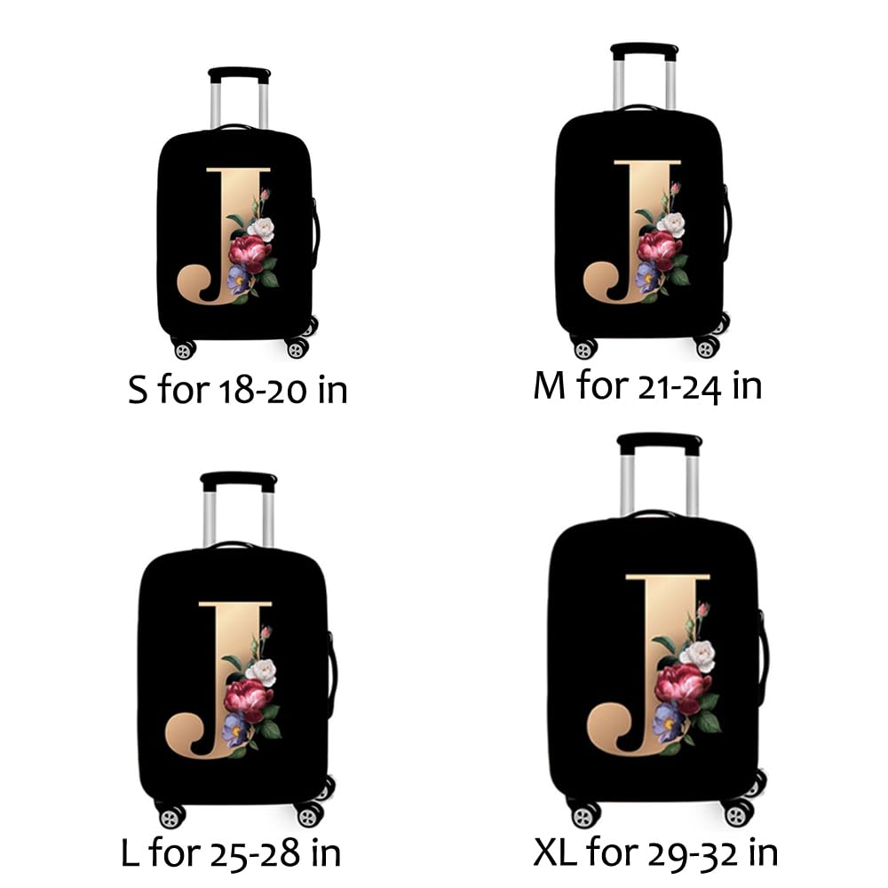 WUJIAONIAO Stretch Printed Suitcase Cover Washable Luggage Protector Fits 18-32 Inch Luggage Letter pattern (S (for 18-20 inch luggage), Letter J)