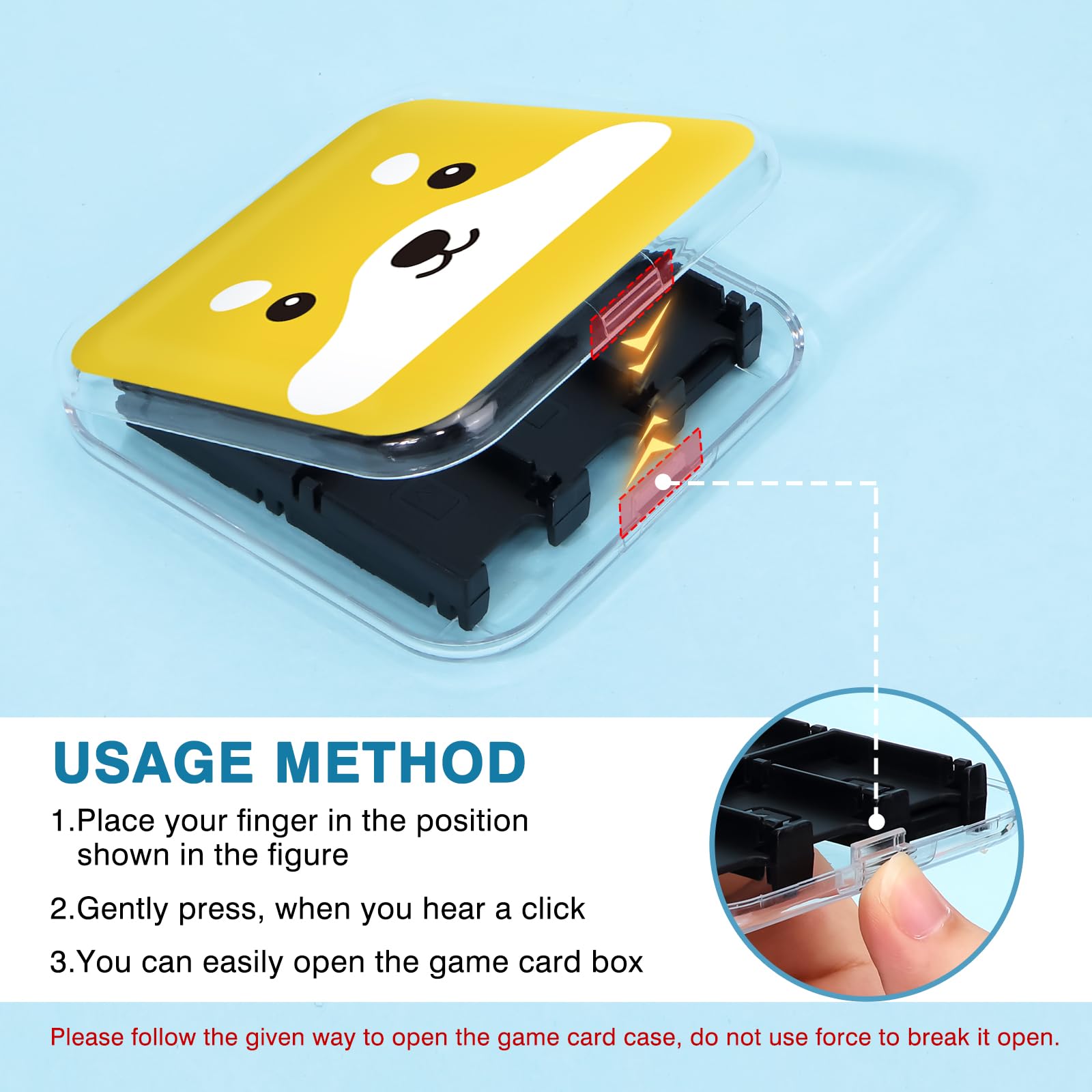 DLseego Game Card Case for Switch Lite/Switch/Switch OLED, Switch Game Cartridge Memory Card Portable Storage Box with 12 Game Card Slots and 2 Micro SD Card Slots and 1PCS Black Chain-Yellow Dog