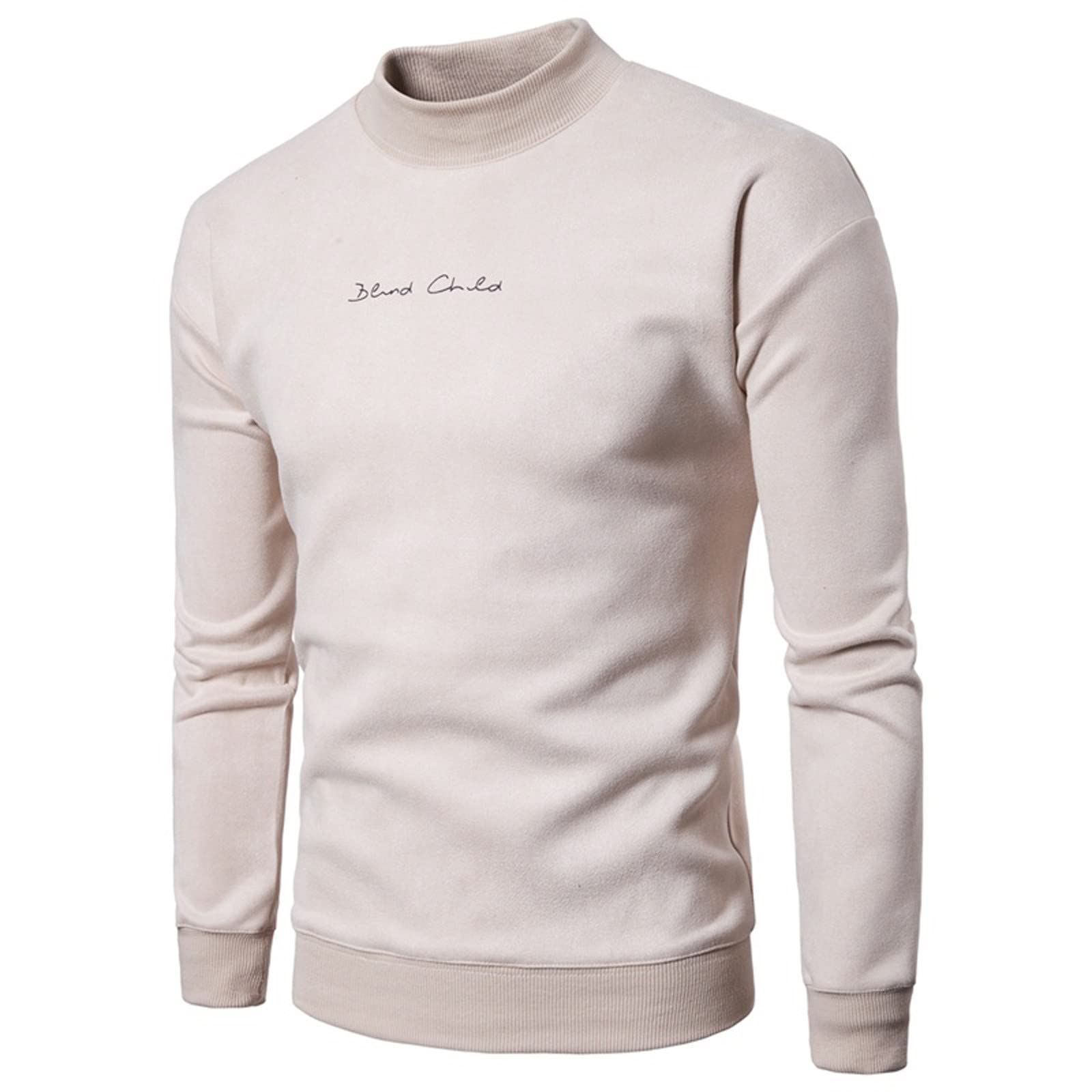 Short Sleeve T Shirts for Man 2023 Causal Stylish Long Sleeve Warm Pullover Sweater Soft Comfy Turtleneck Warm Basic Sweater Muscle Shirts for Men Beige S