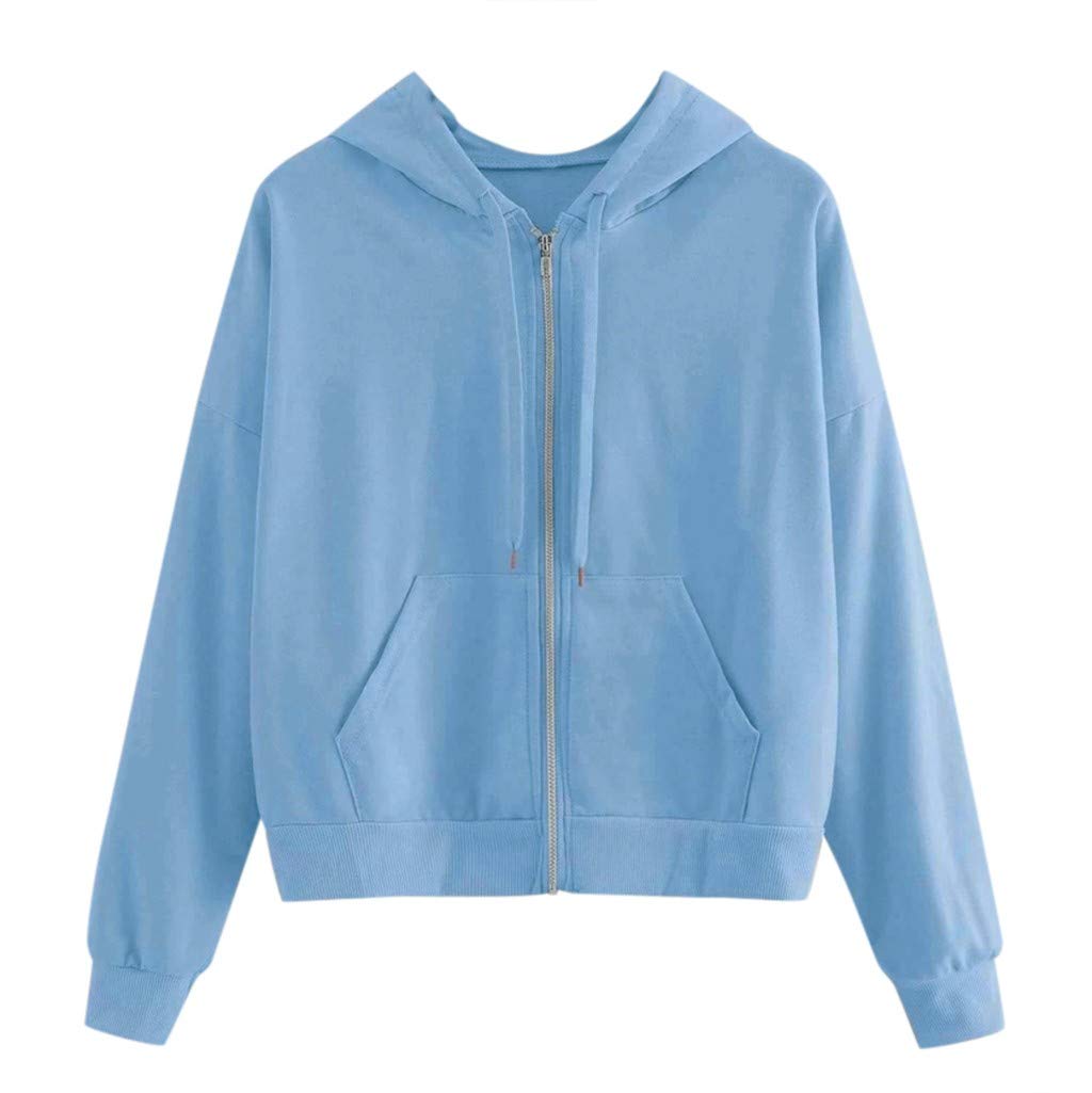 SMIDOW Cropped Zip Up Hoodie For Women Cute Fashion Fall Outfits Teen Girls Lightweight Zipper Jacket With Pocket