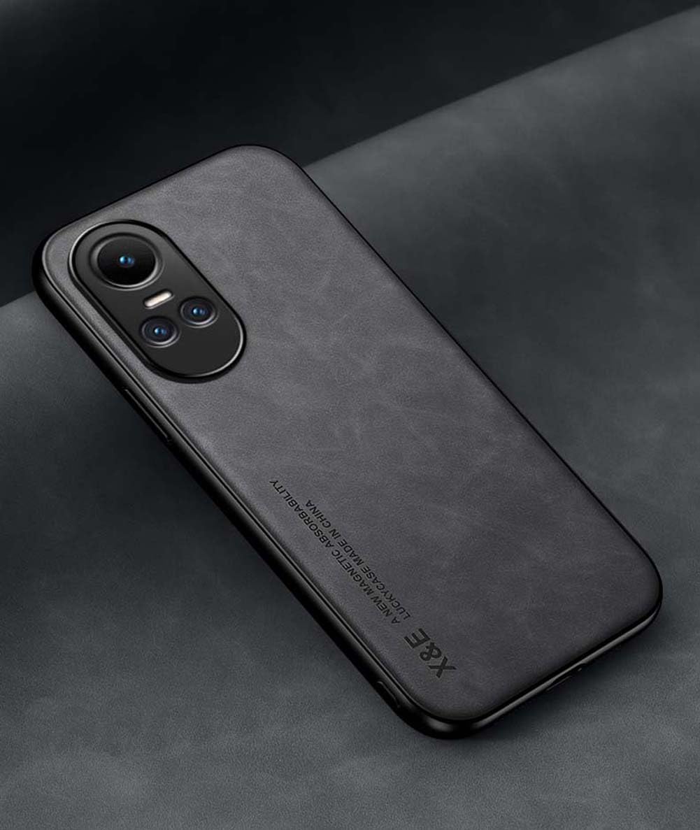 Kepuch Silklike Case for Oppo Reno 10/Reno 10 Pro - Black Hybrid Case with Built-in Metal Plate, Supports Magnetic Car Holder, Precise Cutouts, Avoids Fingerprints and Dust