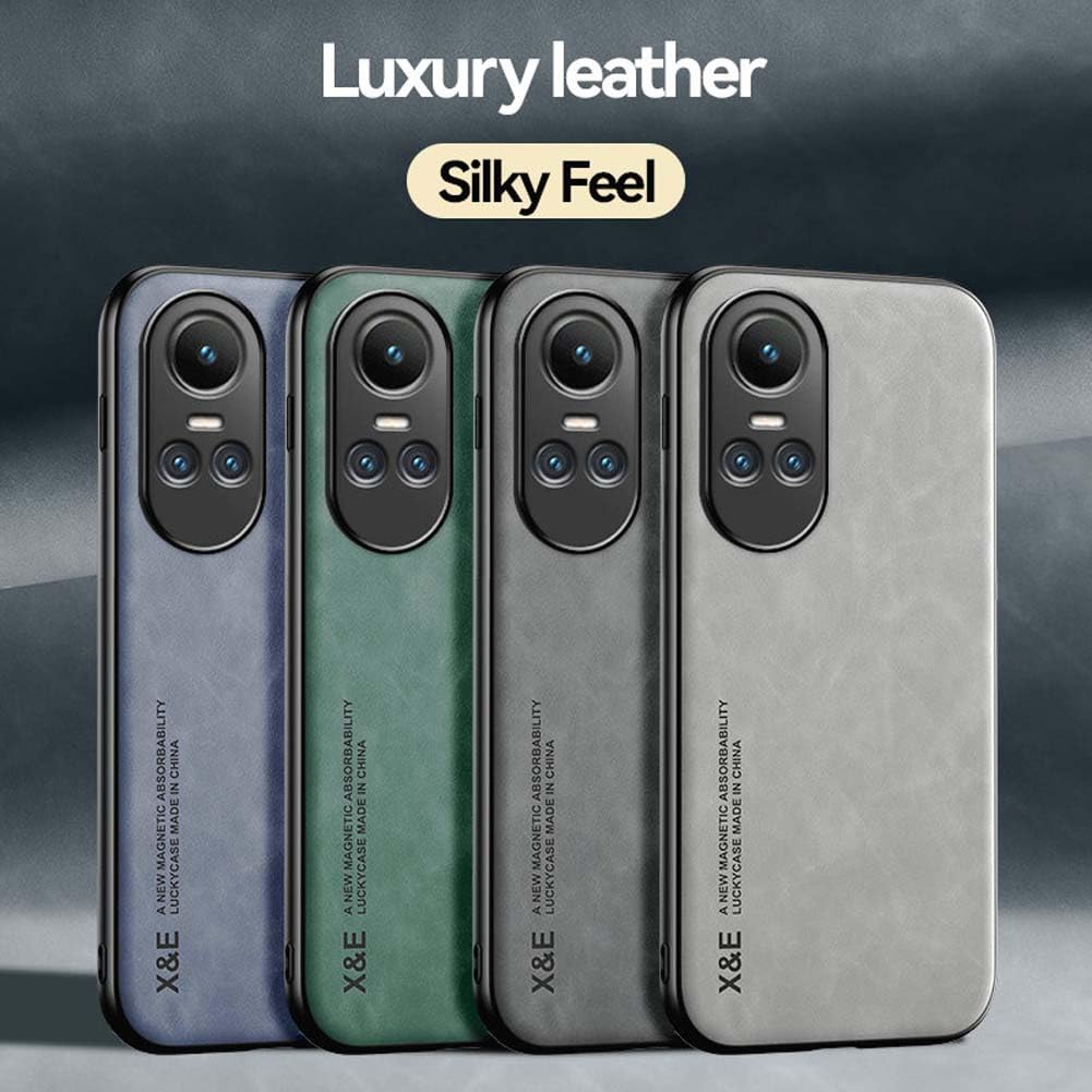 Kepuch Silklike Case for Oppo Reno 10/Reno 10 Pro - Black Hybrid Case with Built-in Metal Plate, Supports Magnetic Car Holder, Precise Cutouts, Avoids Fingerprints and Dust