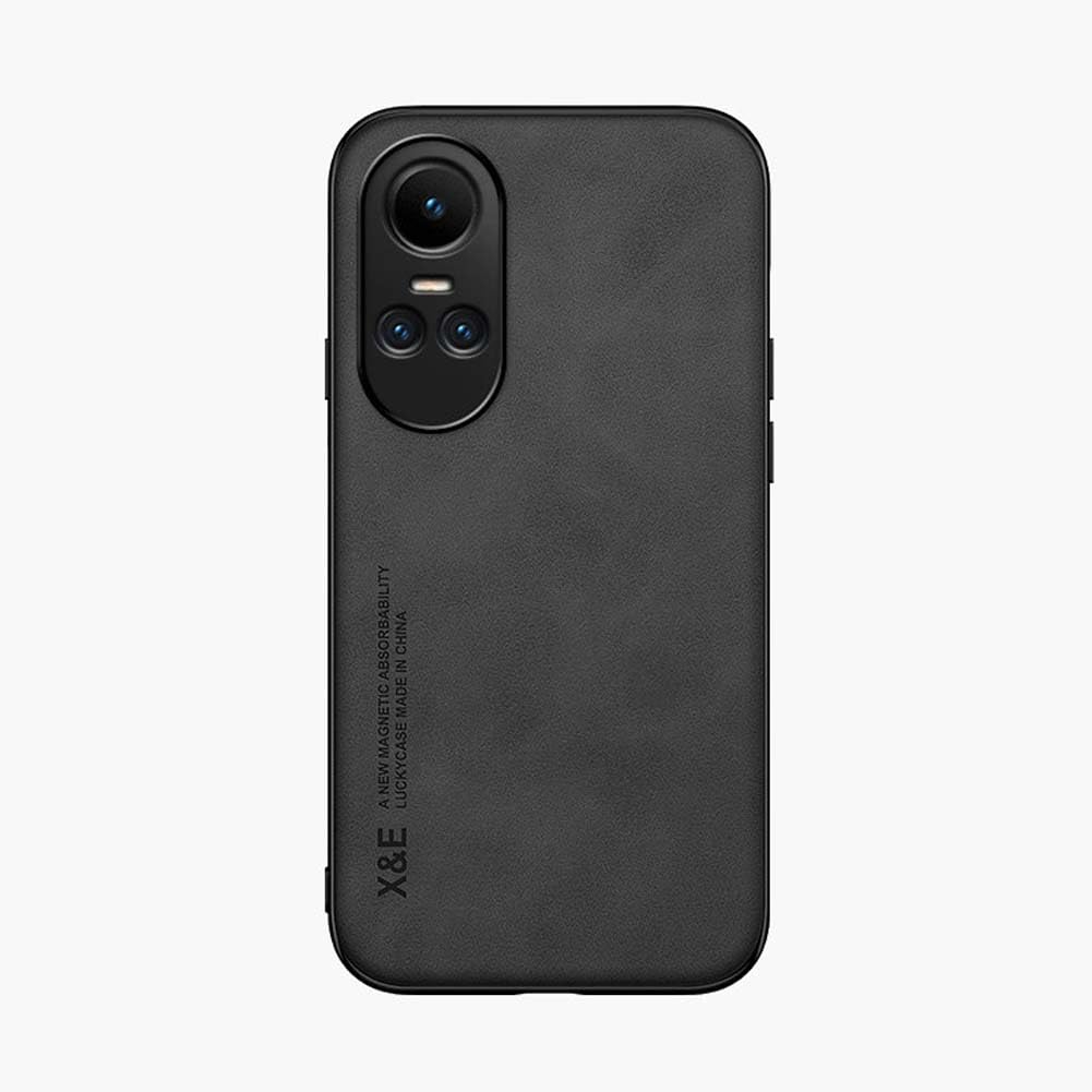 Kepuch Silklike Case for Oppo Reno 10/Reno 10 Pro - Black Hybrid Case with Built-in Metal Plate, Supports Magnetic Car Holder, Precise Cutouts, Avoids Fingerprints and Dust