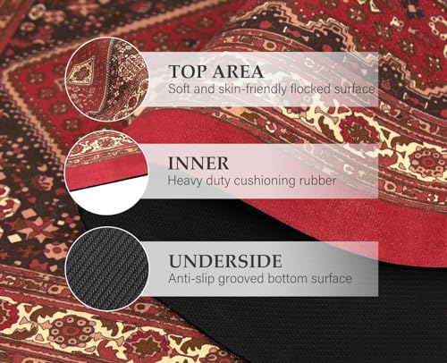 eqivei Kitchen Rugs Sets of 2, Non-Skid Rubber Kitchen Mats for Floor, Boho Kitchen Runner Rugs and Mats Washable, Farmhouse Cushioned Standing Mat for Kitchen, Front of Sink, Laundry(Red)