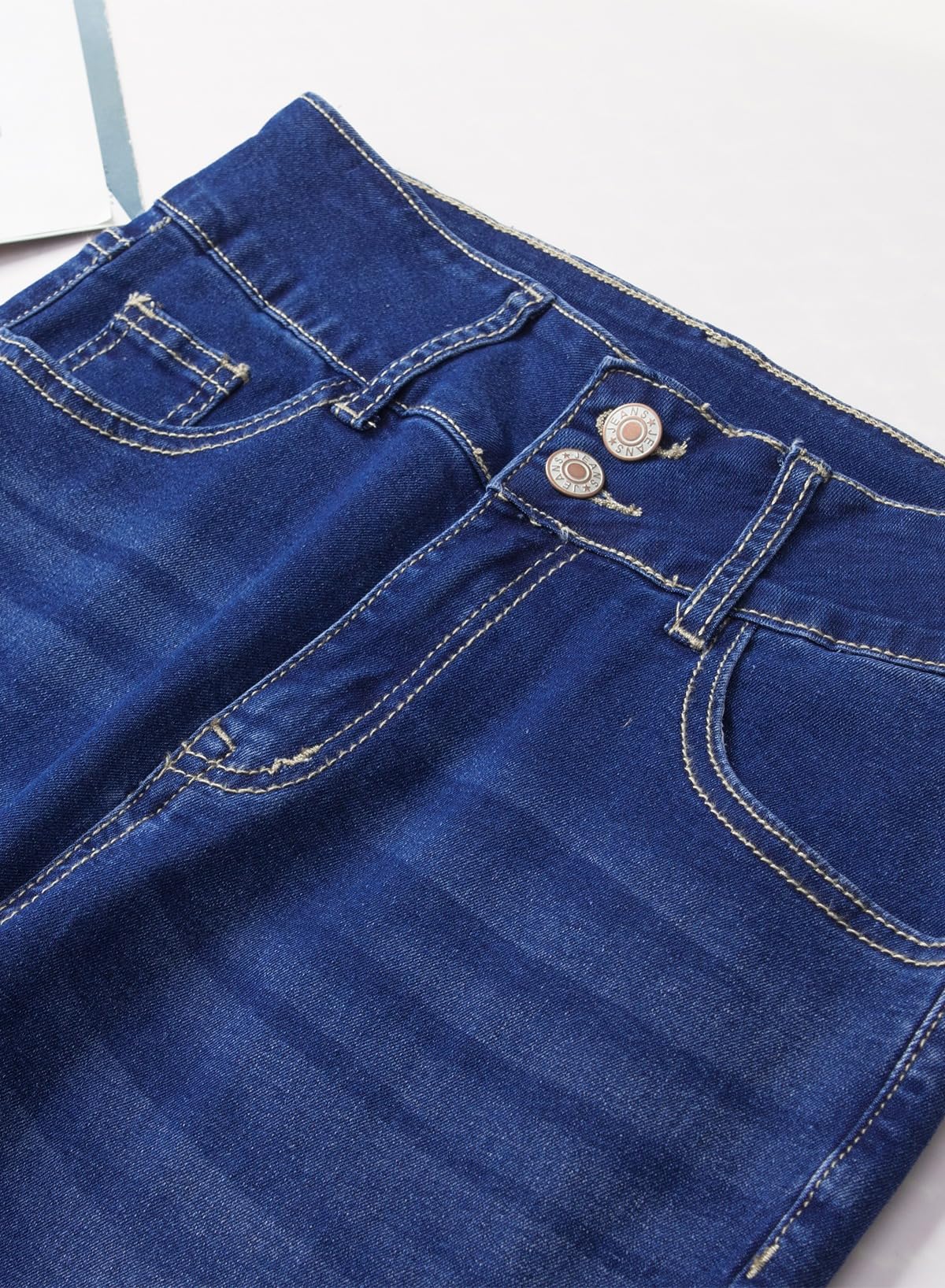 Sidefeel Women's High Waisted Tummy Control Jeans Spring Outfit 2025 Strechy Straight Leg Denim Pants Blue Size 16