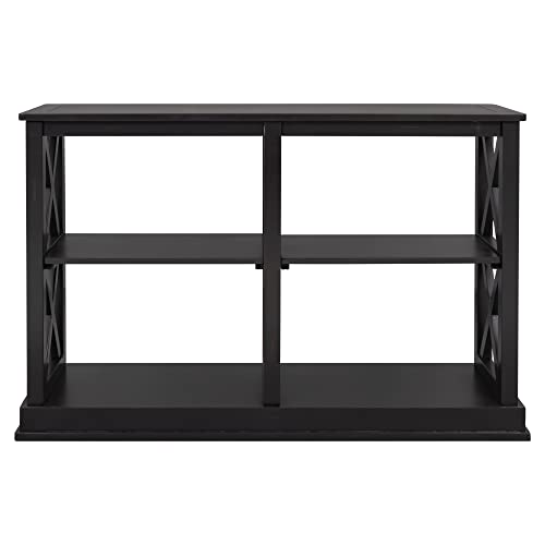 Lifeand 3-Tier Open Storage Spaces and “X” Legs, Narrow Sofa Entry Living Room Console Table, Black