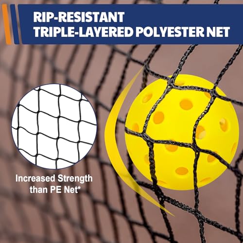 JAYA Portable Pickleball Net, IPF Standard 22FT, Steady Metal Frame, Easy Setup, Suitable for Driveways and Backyards Ginger Yellow with Black