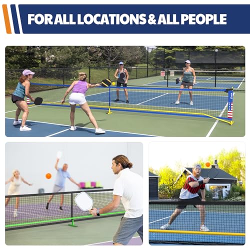 JAYA Portable Pickleball Net, IPF Standard 22FT, Steady Metal Frame, Easy Setup, Suitable for Driveways and Backyards Ginger Yellow with Black