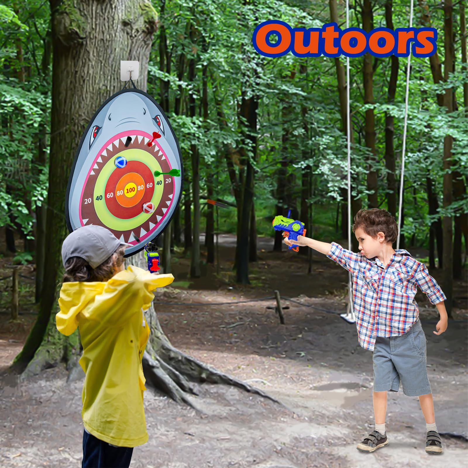 Shark Shooting Game Toy, Foam Blaster Shooting Practice Target,3 in 1 Indoor Outdoor Activity Game for 5 6 7 8 9 10+Years Old Kids, Compatible with 2 Nerf Guns