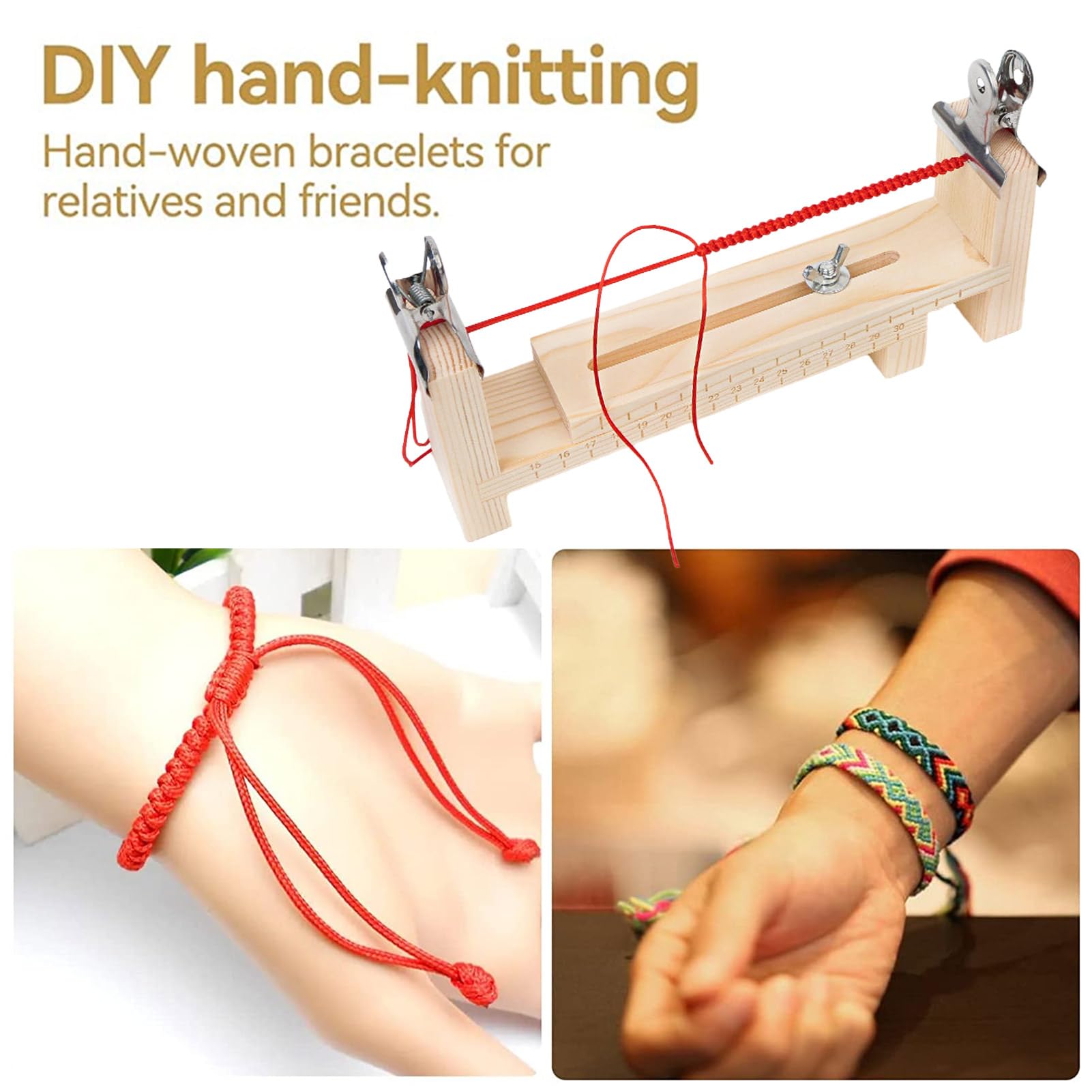 KSIEE Wood Jig Bracelet Maker, Paracord Jig Bracelet Maker U Shape Clear Scale Bracelet with 2 Clamp DIY Hand Knitting Bracelet Jig Bracelet Braiding Tool