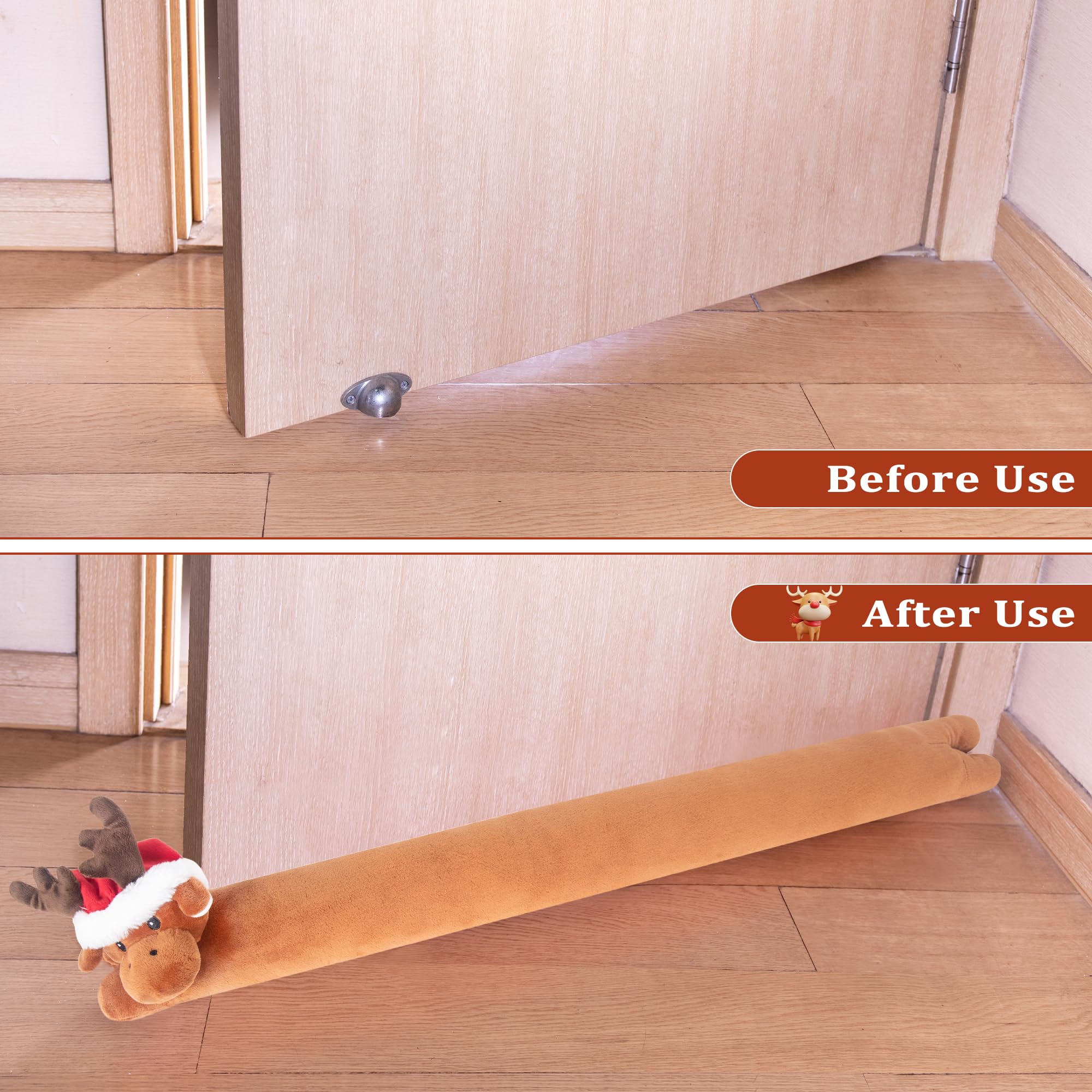 My OLi Under Door Draft Stopper Decorative Wind Stopper 36 inch for Door & Window Noise Blocker Gap Stoppers Window Sealer - Christmas Reindeer
