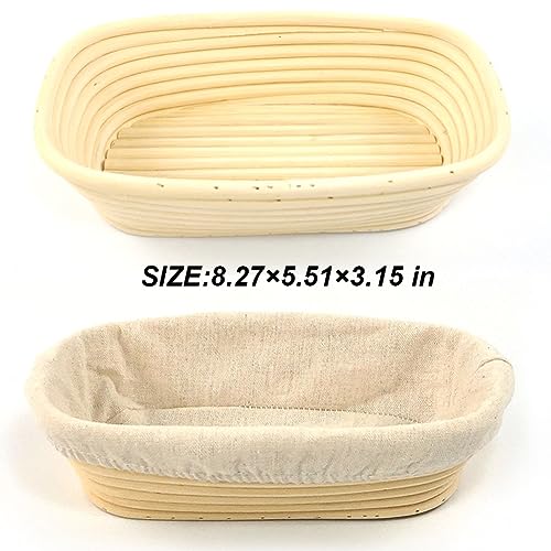 8 Inch Oval Premium Bread Proofing Basket Set - Authentic Natural Rattan, Optimal Size, Easy Clean, Ideal for Sourdough, Dye-Free.GEPAS (8in)