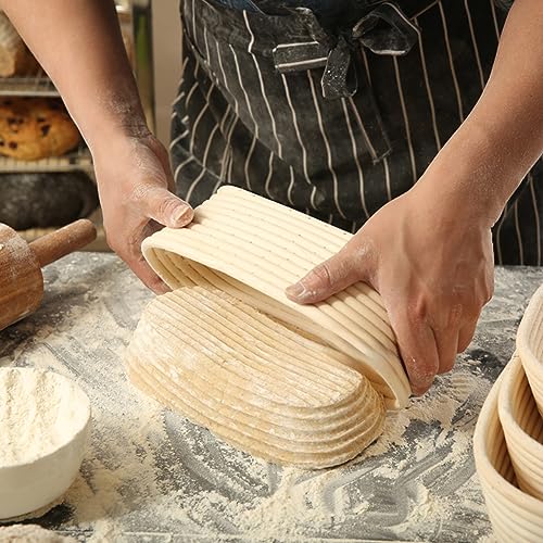 8 Inch Oval Premium Bread Proofing Basket Set - Authentic Natural Rattan, Optimal Size, Easy Clean, Ideal for Sourdough, Dye-Free.GEPAS (8in)