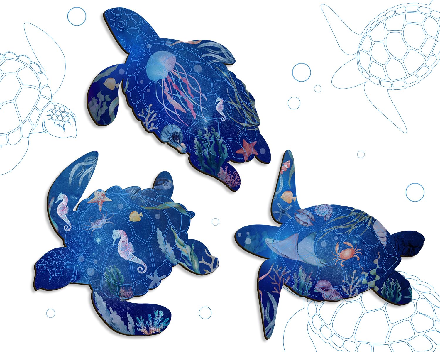 3 Pieces Wooden Turtle Wall Art ustic Turtle Bathroom Decor Turtle Art Sculpture Hanging Blue Marine Animal Turtle Decorations for Patio Swimming Pool Home Wall