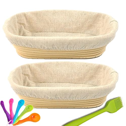 8 Inch Oval Premium Bread Proofing Basket Set - Authentic Natural Rattan, Optimal Size, Easy Clean, Ideal for Sourdough, Dye-Free.GEPAS (8in)