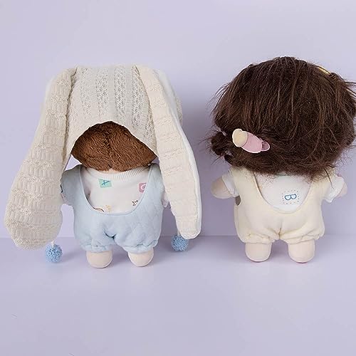 niannyyhouse 10cm 20cm Plush Doll Clothes Knit Cap T-Shirt Strap Pants Soft Stuffed Plush Toy Dress Up Accessories (Blue, 20cm)