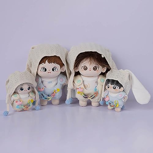 niannyyhouse 10cm 20cm Plush Doll Clothes Knit Cap T-Shirt Strap Pants Soft Stuffed Plush Toy Dress Up Accessories (Blue, 20cm)