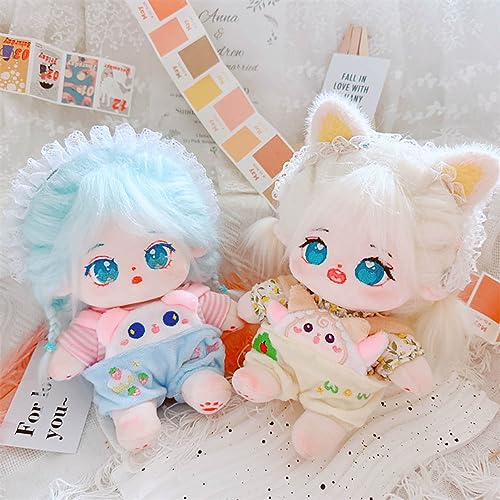 niannyyhouse 20cm Plush Doll Clothes T-Shirt Overalls Loose Strap Pants 8in Soft Stuffed Plush Toy Dress Up (A-1)
