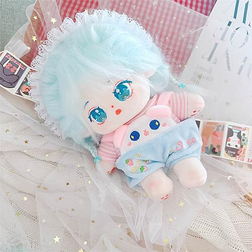 niannyyhouse 20cm Plush Doll Clothes T-Shirt Overalls Loose Strap Pants 8in Soft Stuffed Plush Toy Dress Up (A-1)