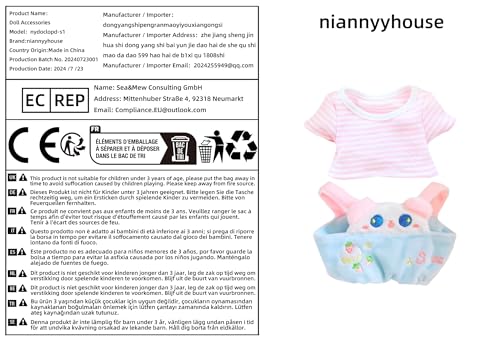 niannyyhouse 20cm Plush Doll Clothes T-Shirt Overalls Loose Strap Pants 8in Soft Stuffed Plush Toy Dress Up (A-1)