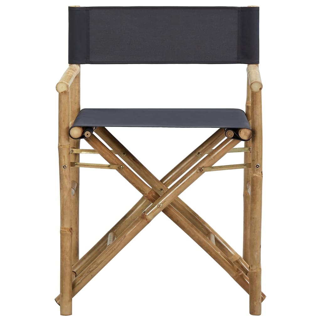 Folding Director's Chairs 2 pcs,Porch Chairs,Backyard Chairs,Lawn Chairs,Balcony Chairs,Foldable for Easy Storage and Transport,for Lawn,Poolside,Courtyard,Balcony,Dark Gray Bamboo and Fabric