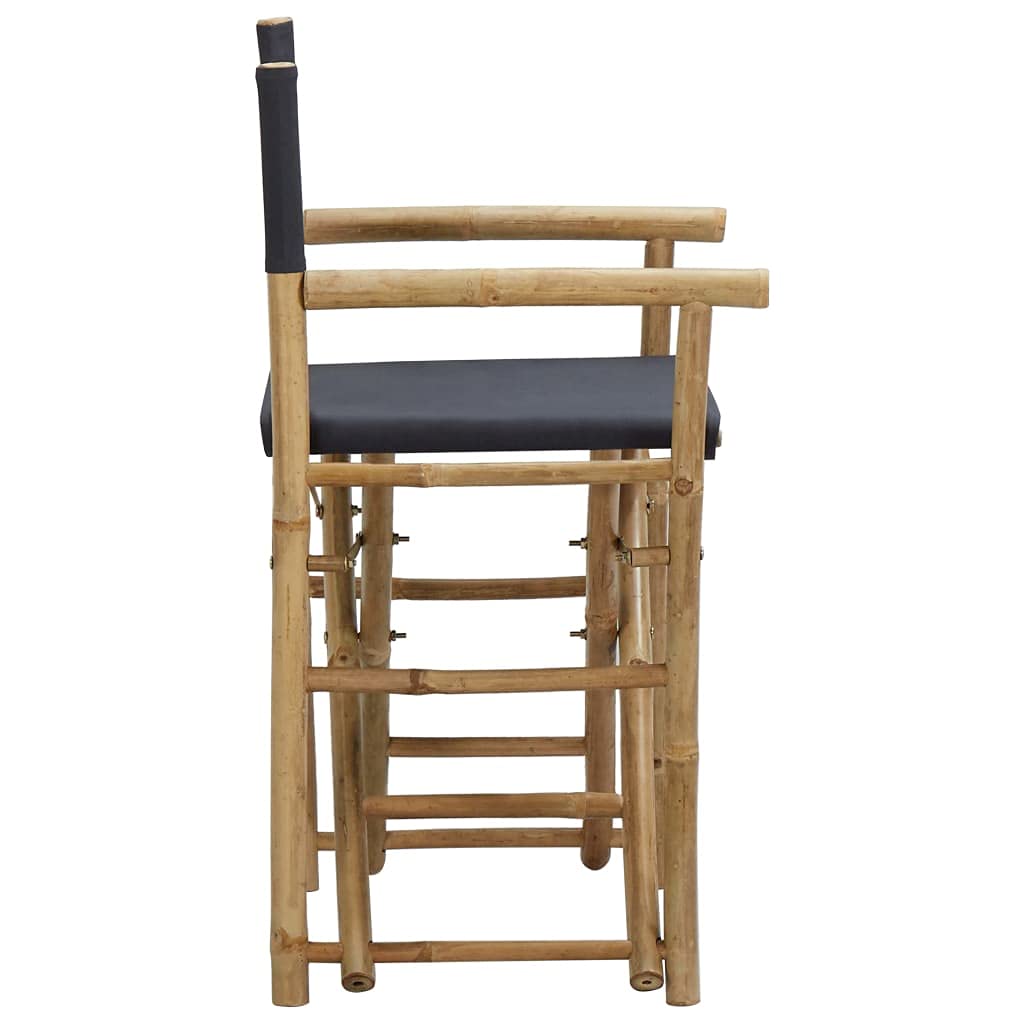 Folding Director's Chairs 2 pcs,Porch Chairs,Backyard Chairs,Lawn Chairs,Balcony Chairs,Foldable for Easy Storage and Transport,for Lawn,Poolside,Courtyard,Balcony,Dark Gray Bamboo and Fabric