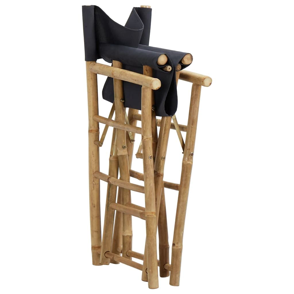 Folding Director's Chairs 2 pcs,Porch Chairs,Backyard Chairs,Lawn Chairs,Balcony Chairs,Foldable for Easy Storage and Transport,for Lawn,Poolside,Courtyard,Balcony,Dark Gray Bamboo and Fabric
