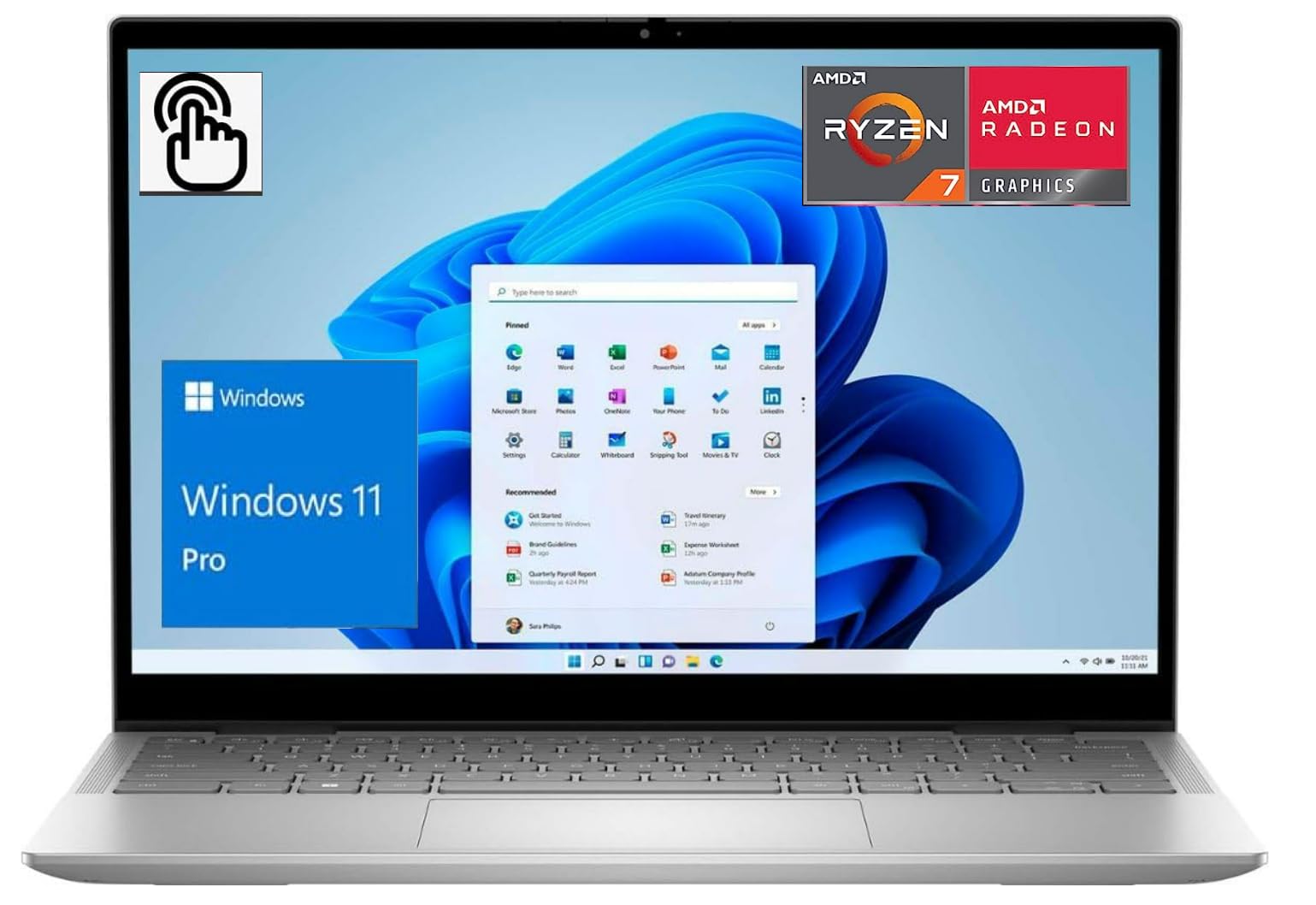 Dell 2023 Inspiron 14 5425 Business Laptop, AMD Ryzen 7 5825U, 14-inch 16:10 FHD+ (1920 x 1200) Touchscreen Display, Win 11 Pro, AMD Radeon Graphics, Backlit, Platinum Silver (16G RAM, 1TB SSD)