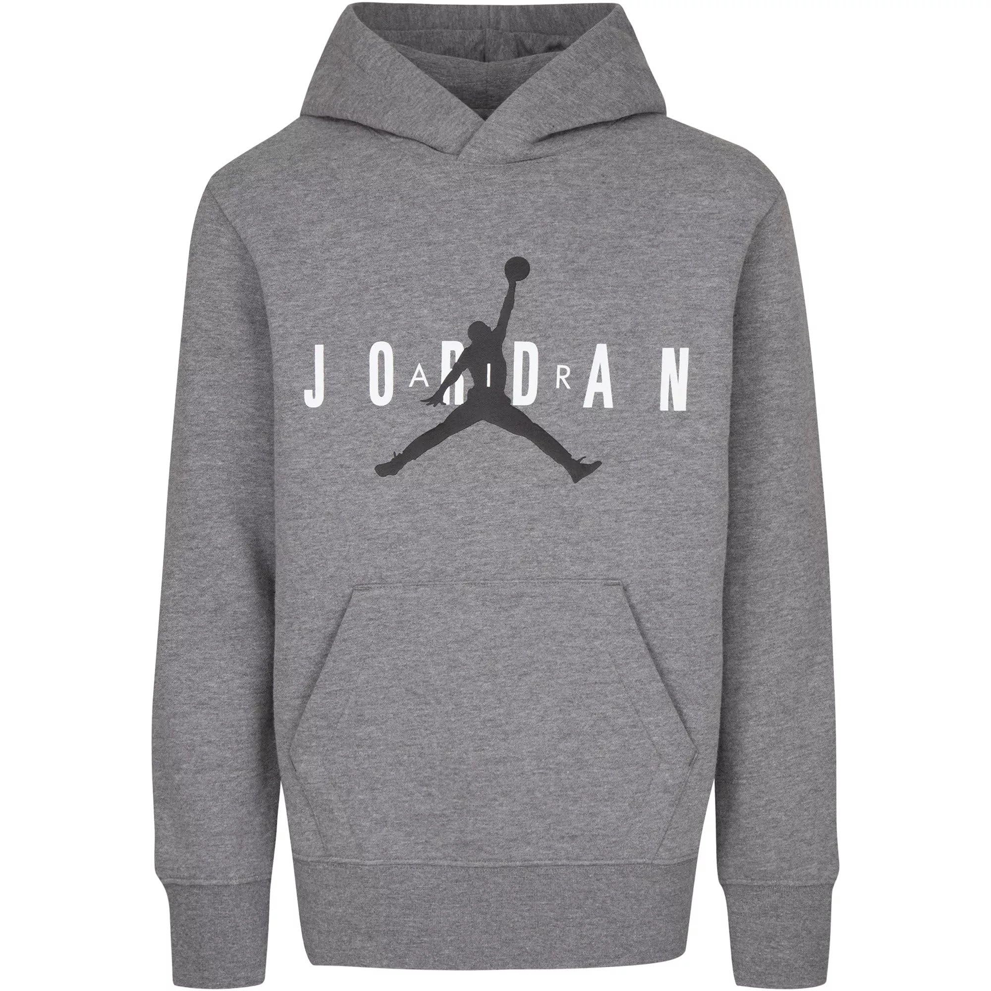 Nike Jordan Boys' Fleece Pullover Hoodie (Carbon Heather, Large)