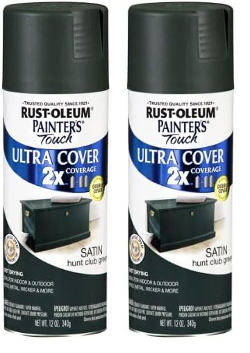 Rust-Oleum 249074 Painter's Touch 2X Ultra Cover Spray Paint, 12 oz, Satin Hunt Club Green (Pack of 2)