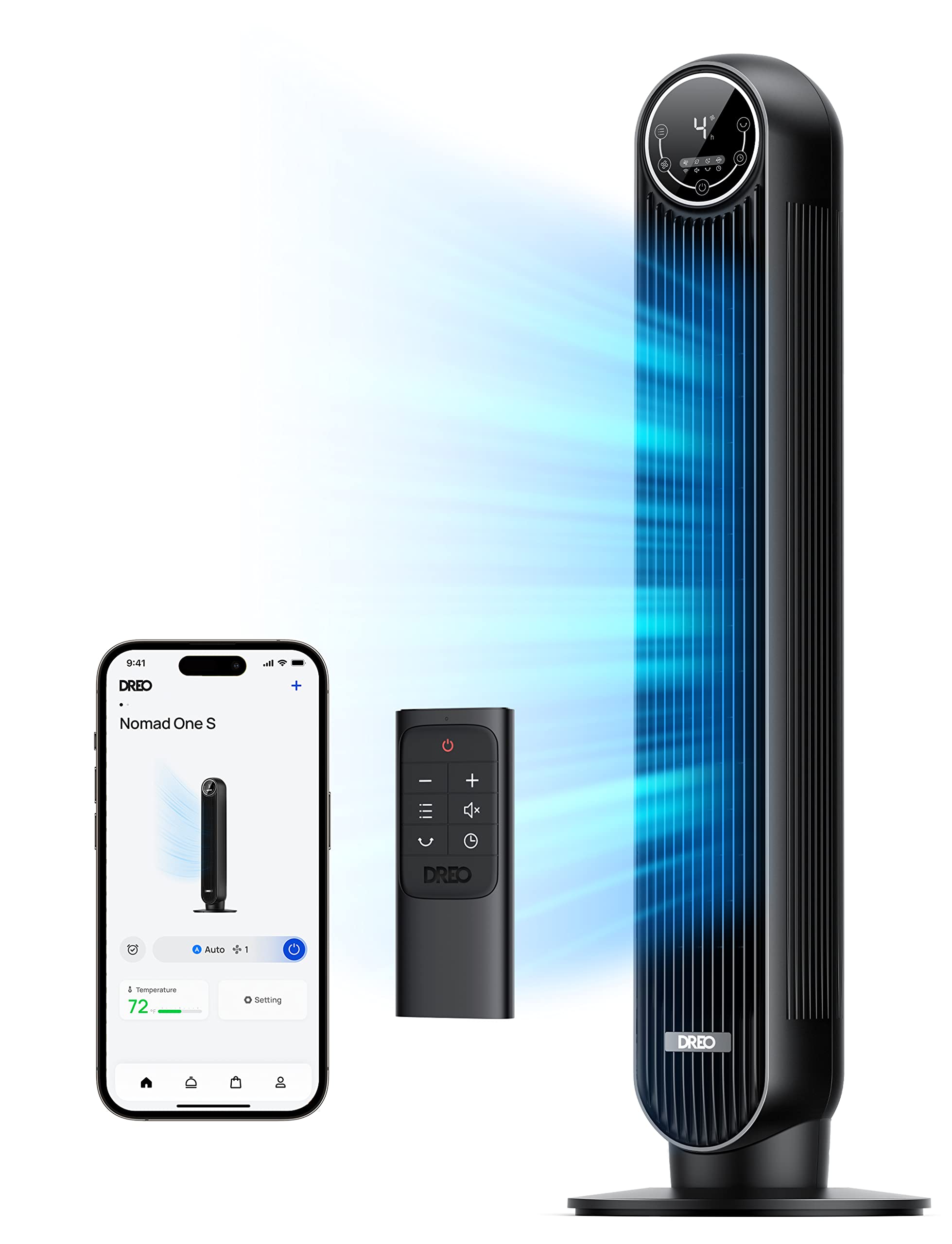Dreo Smart Desk Fan for Bedroom, Powerful 70 ft Whole Room Air Circulator Fan & Tower Fan with Remote, Smart Oscillating Quiet Fans for Bedroom