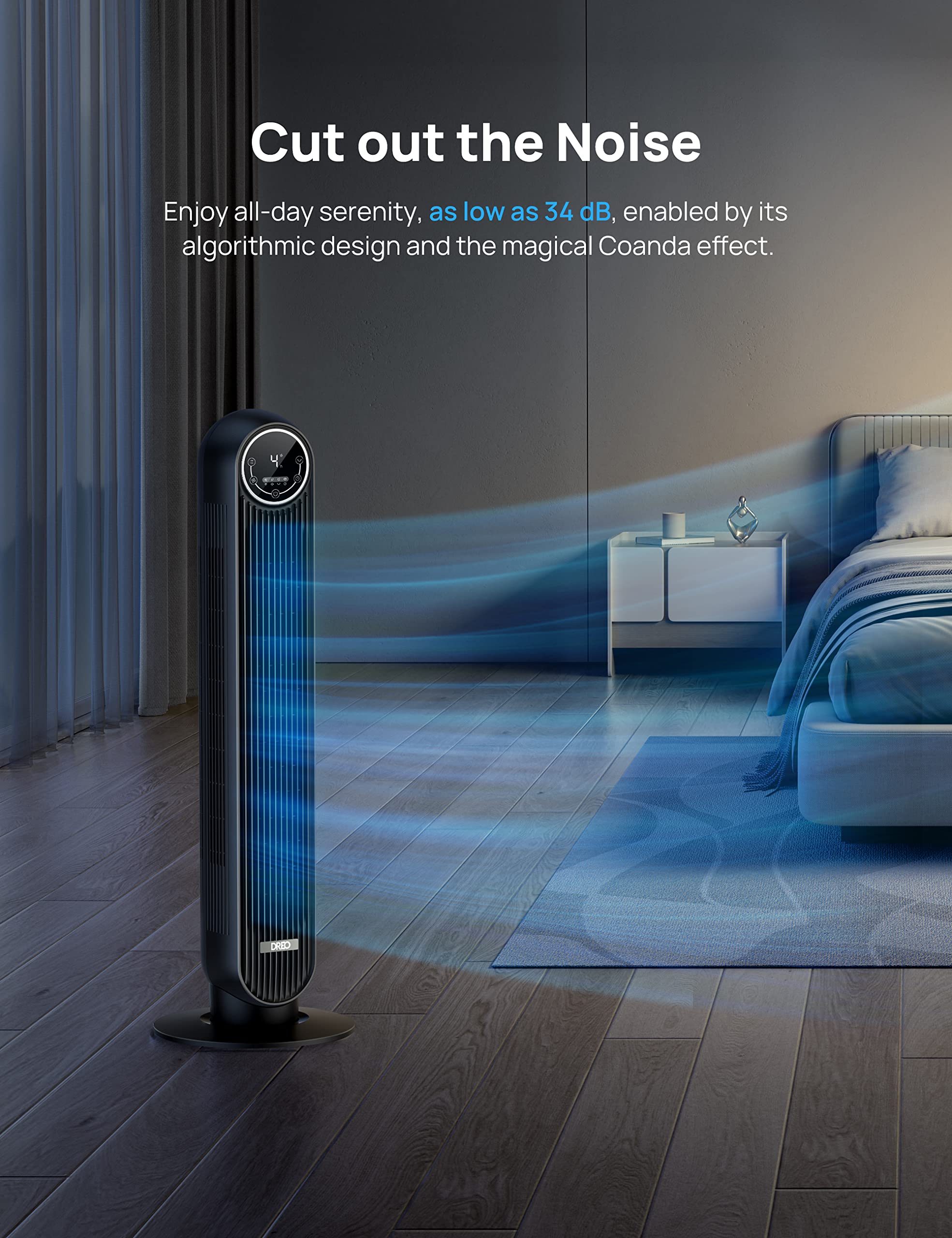 Dreo Smart Desk Fan for Bedroom, Powerful 70 ft Whole Room Air Circulator Fan & Tower Fan with Remote, Smart Oscillating Quiet Fans for Bedroom