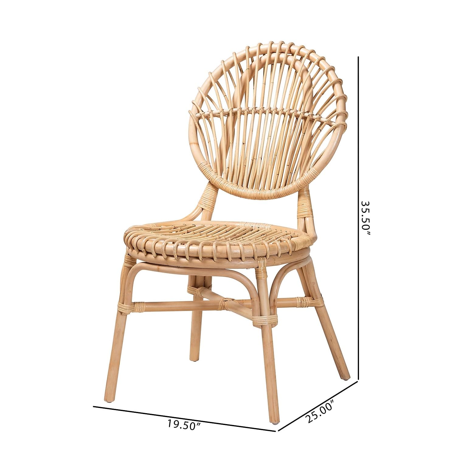 Bali & pari Iris Modern Bohemian Natural Brown Rattan Dining Chair