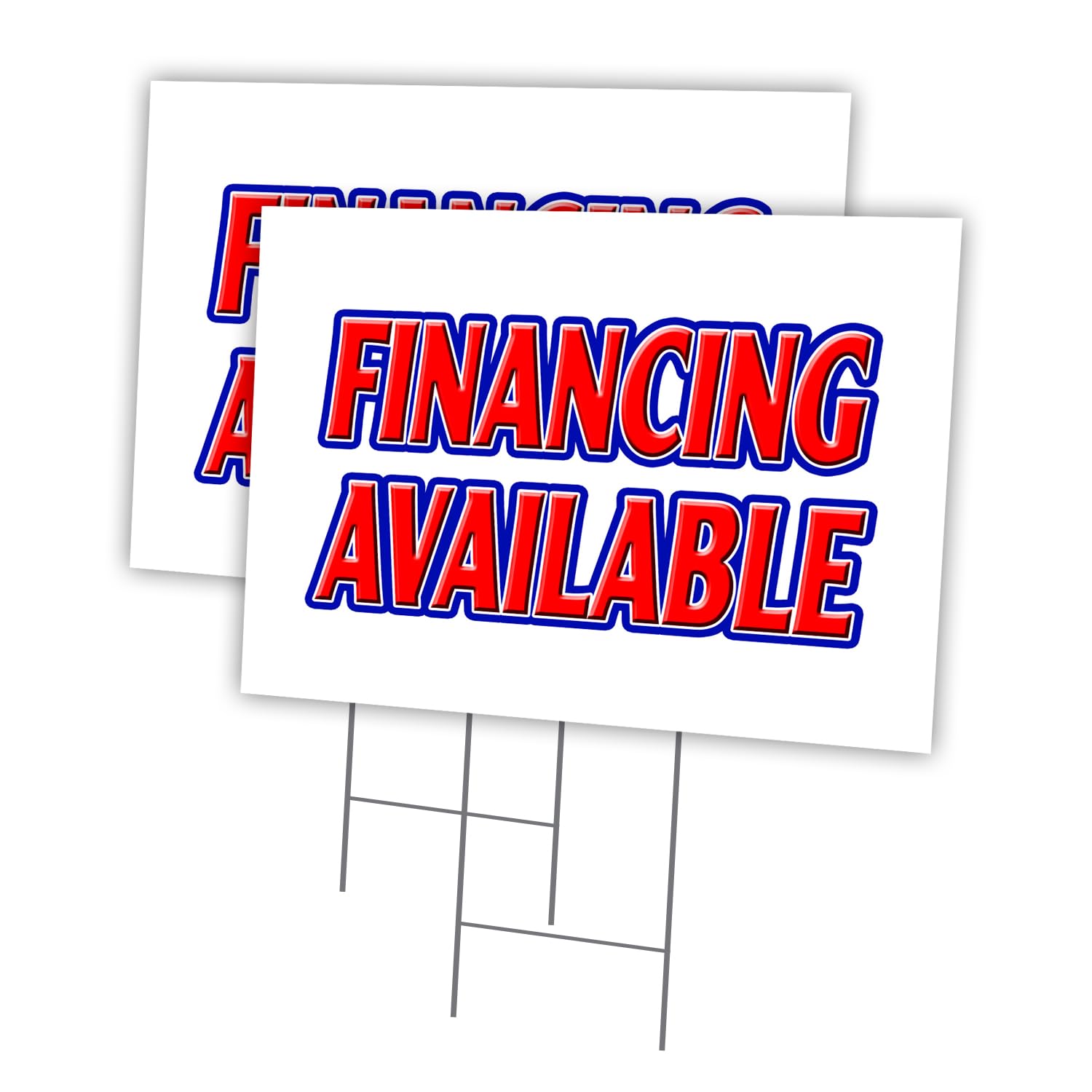 FINANCING Available 2 Pack of 18" x 24" Yard Sign & Stake Outdoor Plastic Window | Advertise Your Business | Stake Included Image On Front Only | Made in The USA