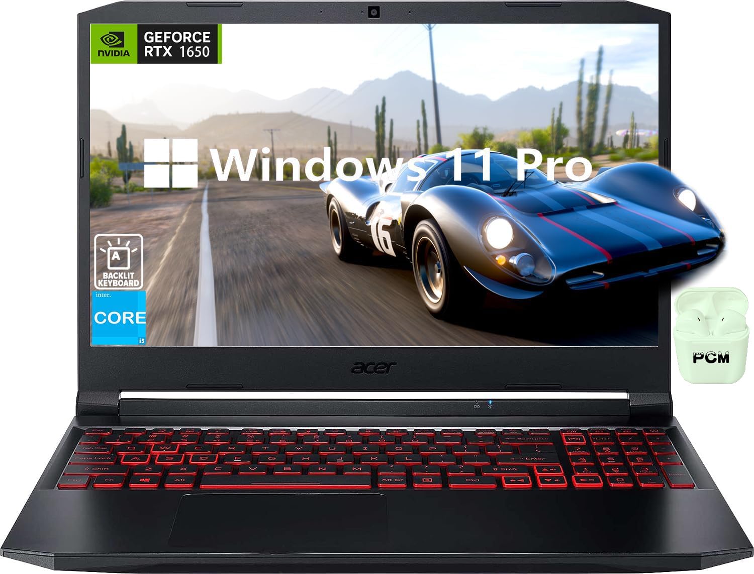 acer Nitro 5 Gaming Laptop, 15.6 Inch FHD 144Hz, Intel Core i5-11400H, Windows 11 Pro, 16GB RAM, 1TB SSD, NVIDIA GeForce GTX 1650, Backlit Keyboard, Type-C, RJ-45, Long Battery Life, PCM