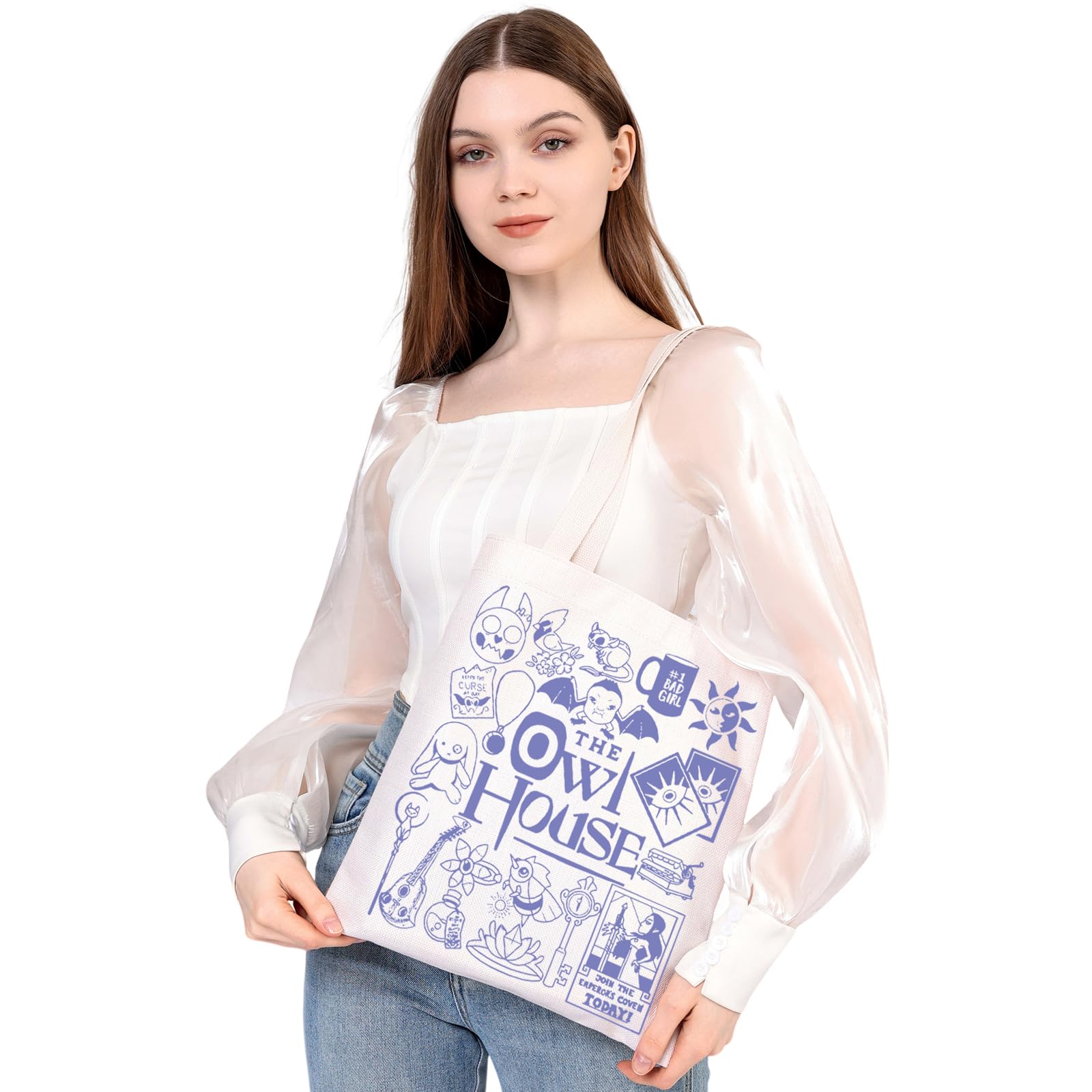 MEIKIUP Owl Inspired Gift Owl Characters Makeup Bag Tote Bag Hexside Magic Gift (owl tote bag)