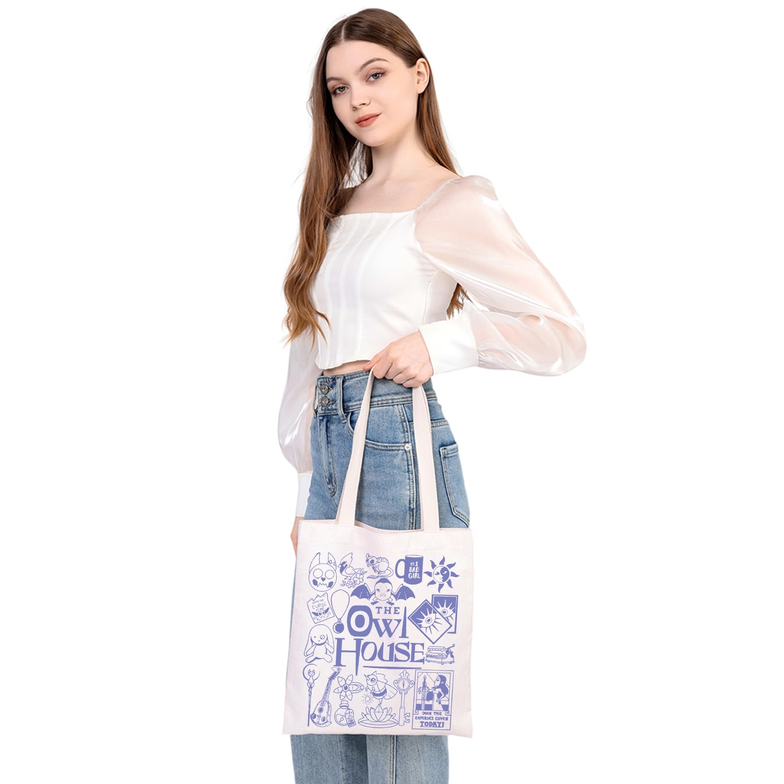 MEIKIUP Owl Inspired Gift Owl Characters Makeup Bag Tote Bag Hexside Magic Gift (owl tote bag)