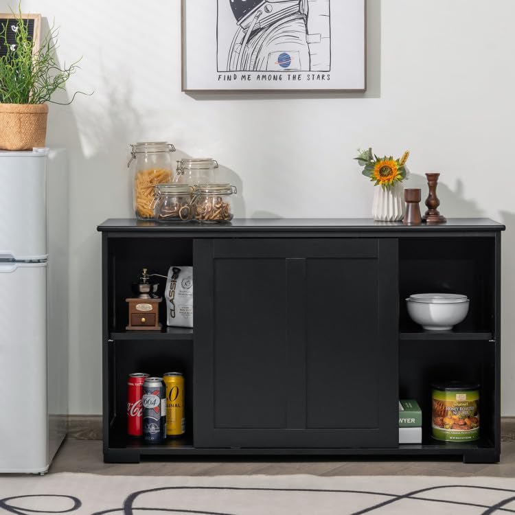 Safeplus 42" Compact Buffet Sideboard with Sliding Wooden Doors and Adjustable Shelf
