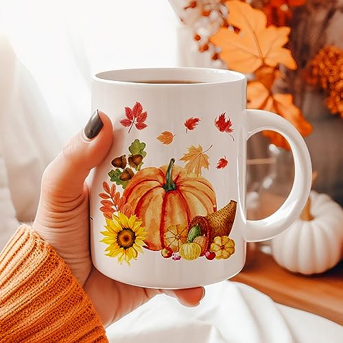 Cysincos 9 Sheets Waterproof Glass Cups UV DTF Transfer Stickers DIY Decals Rub on Transfers for Wood Furniture Craft (Thanksgiving Day-9pcs)
