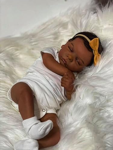 RXDOLL African American Reborn Baby Dolls Black Girl 19 inch Realistic Newborn Baby Dolls That Look Real Life Biracial Baby Dolls Lifelike Reborn Bebe Doll for Kids 3+