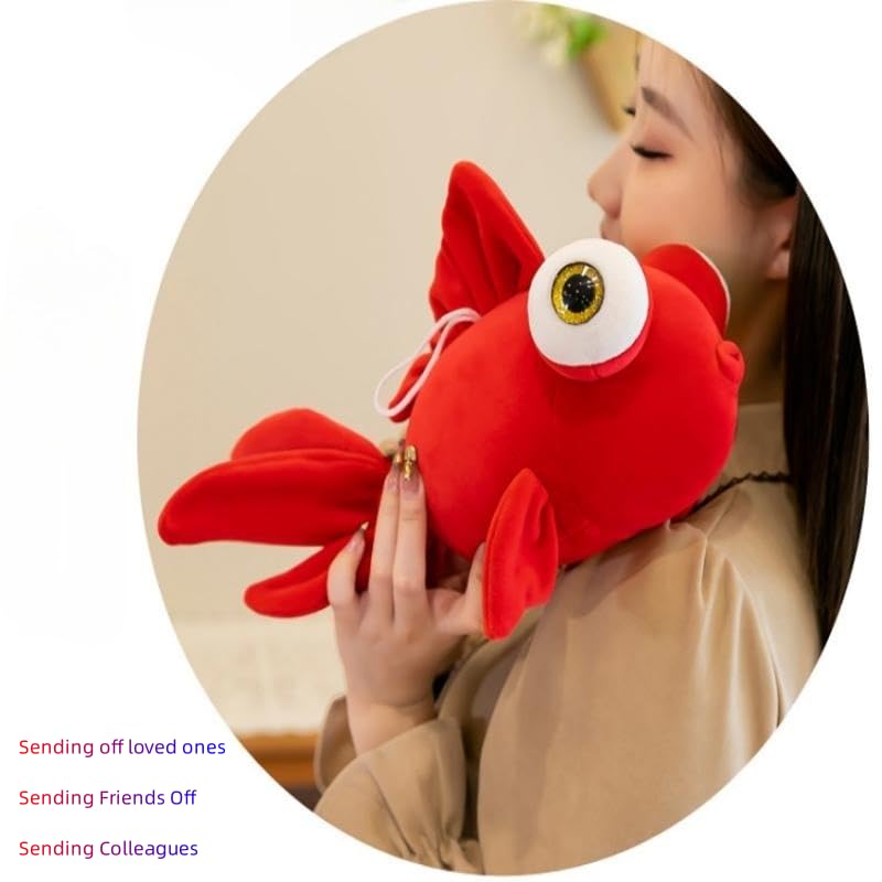XIZHI Goldfish Plush Doll Soft Fish Stuffed Animal Plush Toy for Girls Boys (13.8"/Red)